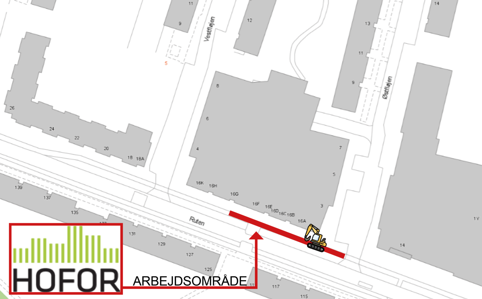 HOFOR starter gravearbejde ved Ruten 16 fra den 22. september – Tingbjerg